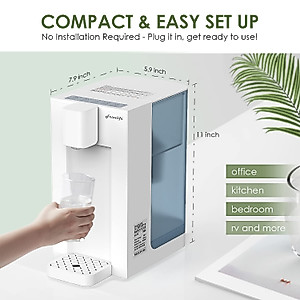 FRIZZLIFE T900 Countertop Water Filtration System, Instant Hot Water Filter Dispenser, 4 Temperatures, Large Capacity, High Temp Safety Lock, Zero Installation, UL Standard Tested, 1 Filter Included