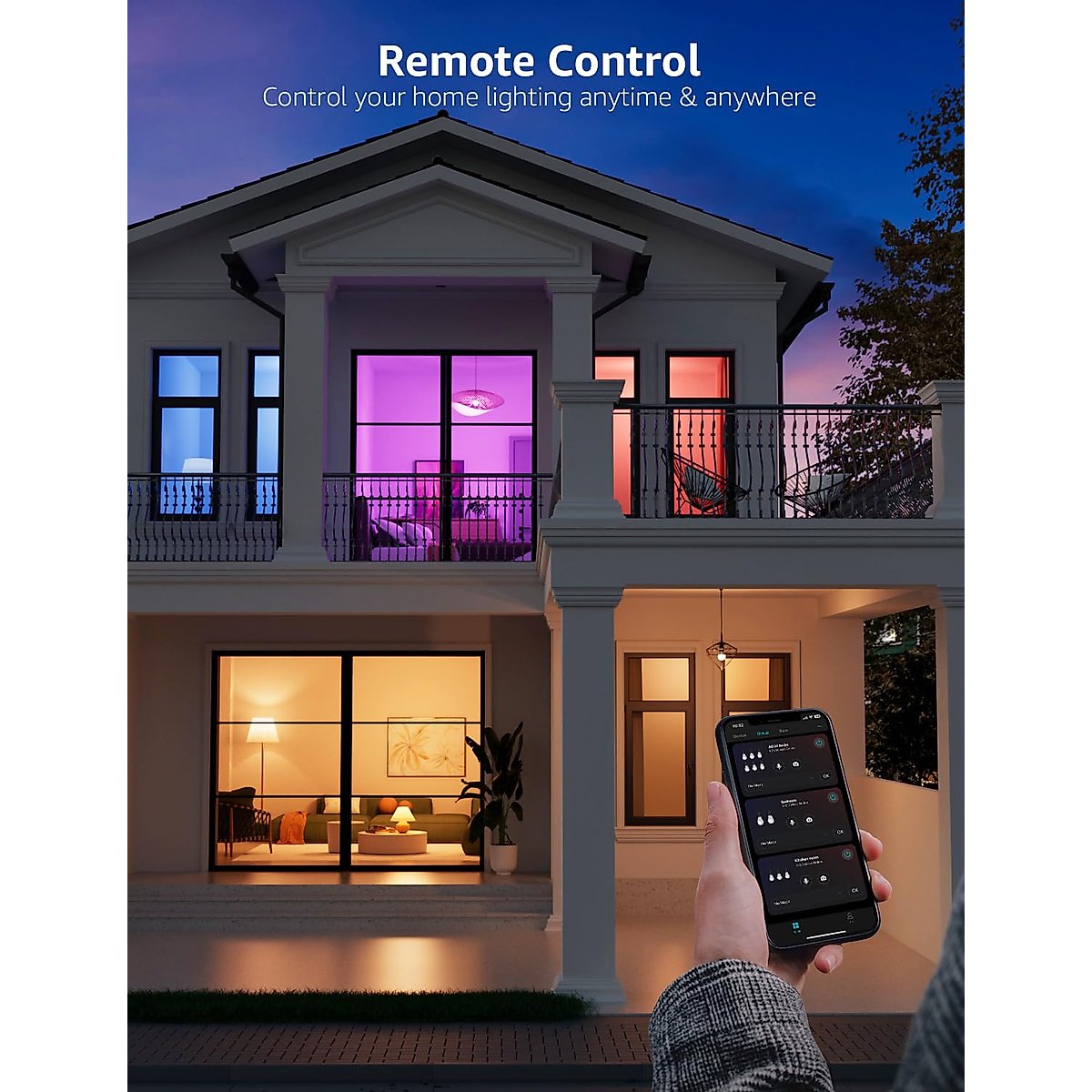 Lepro B1 AI Smart Light Bulbs - WiFi & Bluetooth RGBWW Color Changing LED Bulb Compatible with Alexa & Google Assistant, AI Generated Lighting LLM, AI Voice Control, Music Sync, 2.4GHz Only, 2 Packs