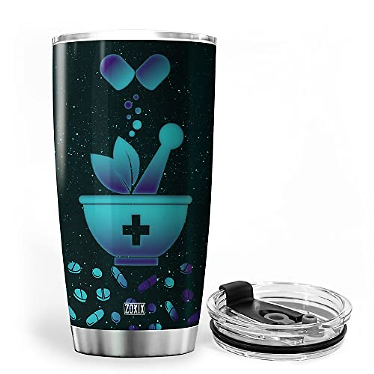 ZOXIX Pharmacy Technician Tumbler With Funny Sayings For Women Nurse Nursing Health Care Provider Gifts Pharmacist Coffee Travel Mug 20oz Stainless Steel Tumblers For Drug Dealer