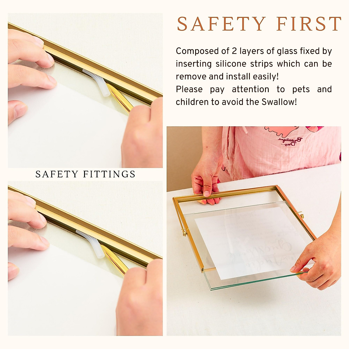 Calculs Gold Floating Picture Frame Party Entry Registry In Decorative Sign Welcome Guestbook Signage Décor Display Photo Holder Table Top Photobooth 10 Inches