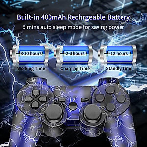 CFORWARD Wireless Controller, Game Controller Compatible for Play3 Controller, Wireless Bluetooth Gamepad with Charger Cable Thumb Grips