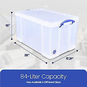 REALLY USEFUL 84 LITRE BOX WITH LID CLR