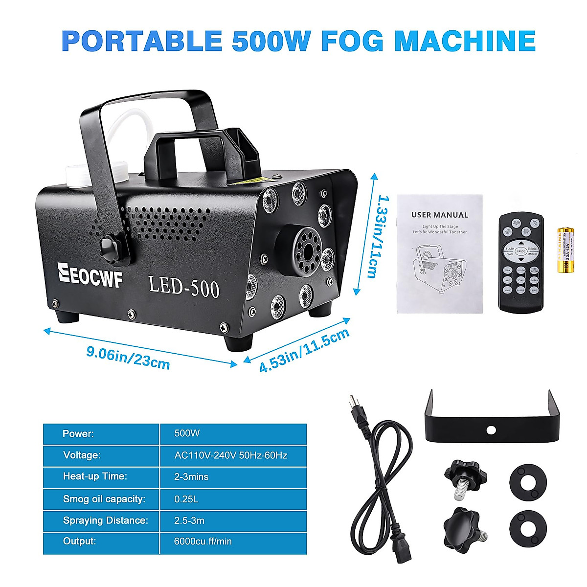 Upgraded Smoke Machine Fog Machine, 2000CFM Fog 8 LED and 13 Colors Lights Timing Remote Control Auto Spray, 500W Professional Stage Fogger for Christmas Halloween Party DJ Show Wedding Indoor Outdoor