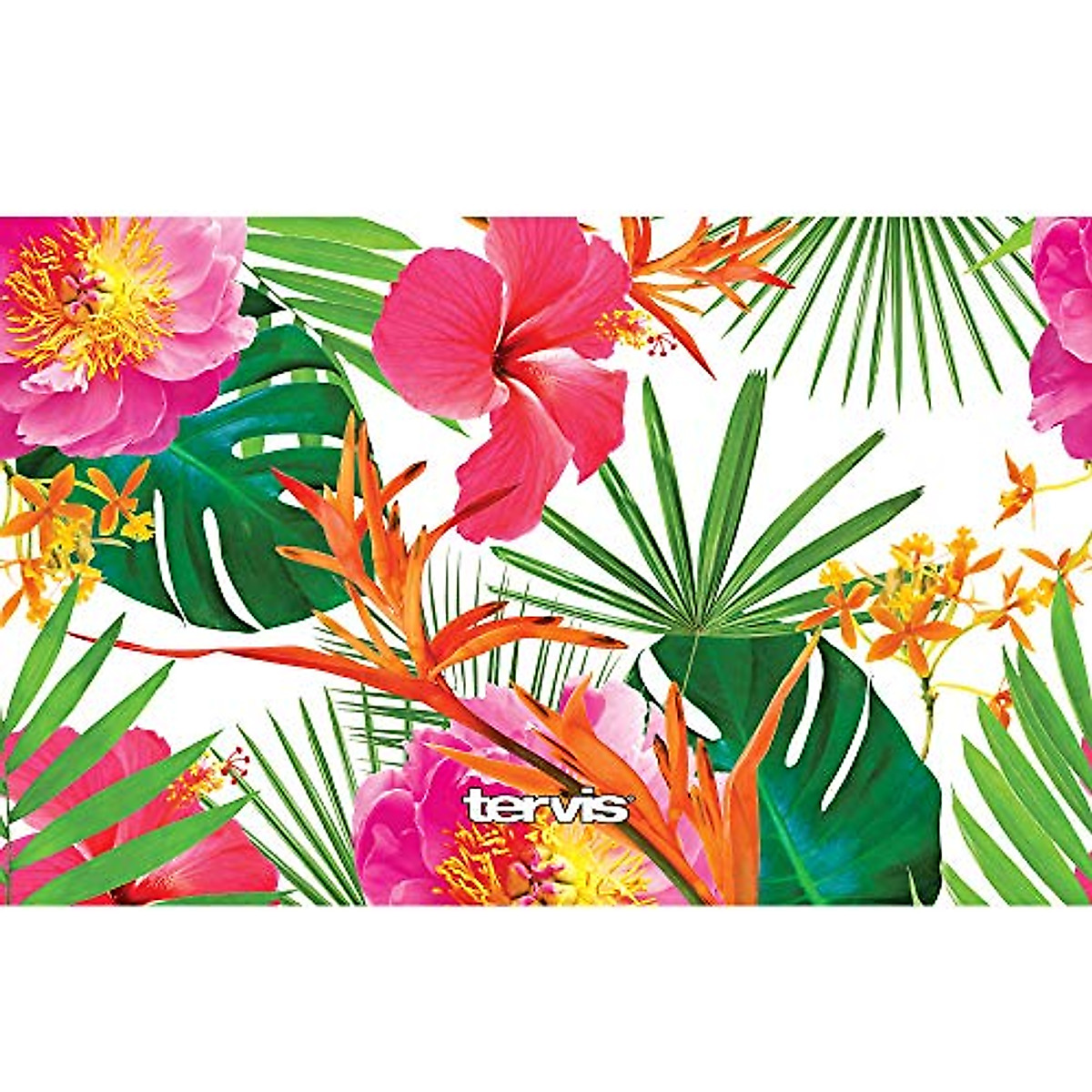 Tervis Tropical Hibiscus Photo Stainless Steel Insulated Tumbler with Clear and Black Hammer Lid, 20oz, Silver