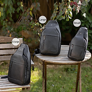 Polare Cowhide Leather Waterproof Casual Daypack Sling Shoulder Chest Crossbody Bag For Men