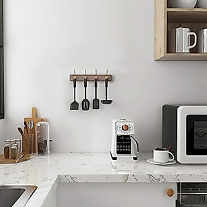 muso wood Coat Rack Wall Mounted Wooden Hat Rack and Coat Hanger Wall Coat Rack with 4 Gold Hooks for Entryway Bathroom Bedroom Walnut -15.75inches