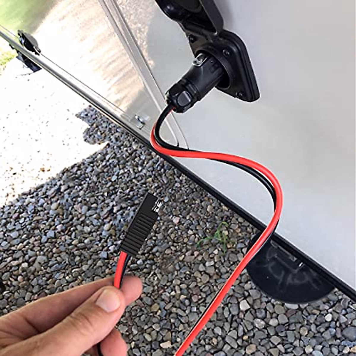 iGreely 2 Pin Power Industrial Circular Connector to SAE Cable with SAE Polarity Reverse Adapter for Solar Panel Trolling Motor Marine Boat Grand Design, Forrest River RV 10AWG 3Ft/0.9M