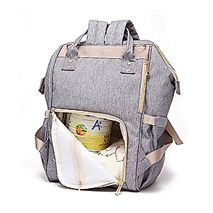 Alexia Land Diaper Bag Backpack Large Capacity for Baby Care Wide Open Design and Waterproof Fabric (Black)