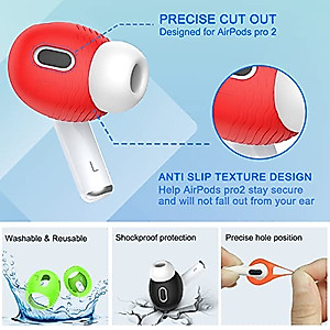 5 Pairs for AirPods Pro 2 Ear Tips Covers [Fit in The Charging Case] TOLUOHU Silicone Anti-Slip Ear Tips Covers Compatible with Apple AirPods Pro 2nd Generation 2022 [5 Color]