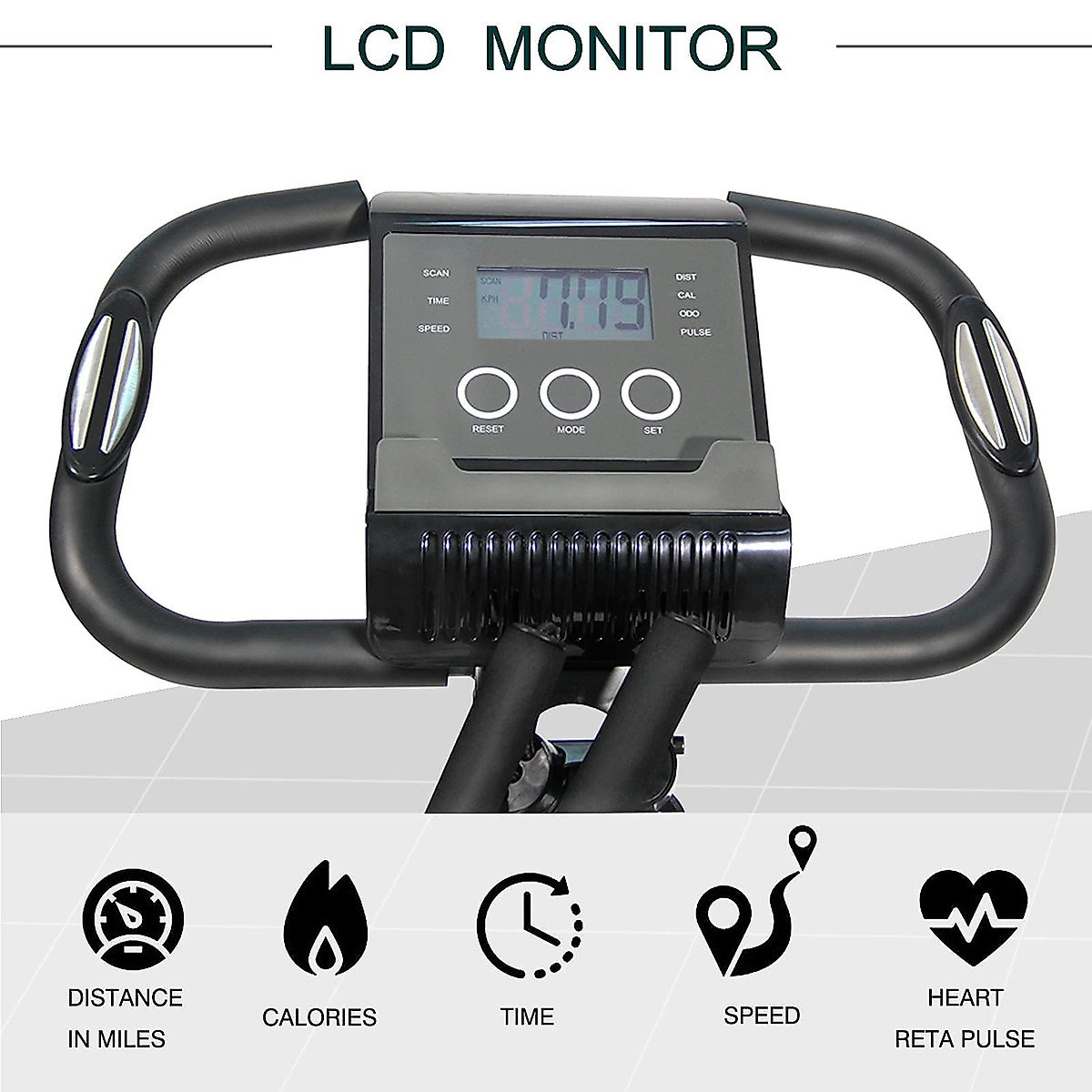 PS Stationary Folding Exercise Bike, magnetic drive cycle bikes with Resistance Belt backrest Digital Monitor Exercise Equipment for Home Gym&workout