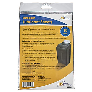 Royal Sovereign Shredder Lubricant Sheets, 10-Pack (RS-SLS)