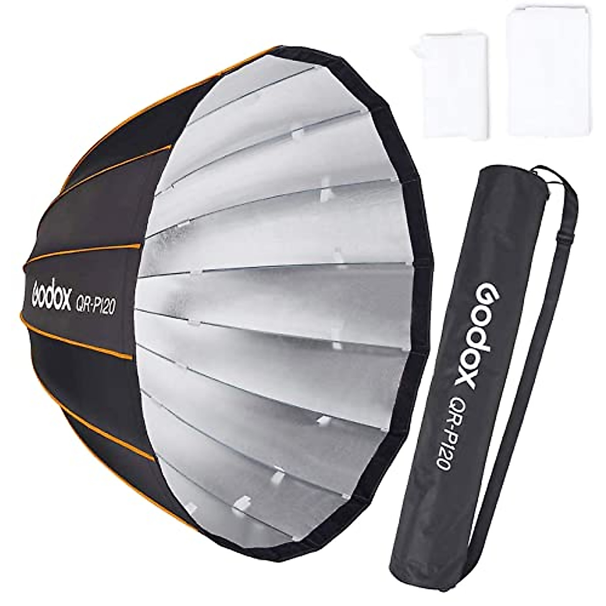 Godox QR-P120 47 Inch Parabolic Softbox Bowens Mount, Quick-Setup Quick-Folding, with Front & Inner Diffuser and Carrying Bag for Godox SL60W VL150 UL150 SL150II SZ150 and Other Bowen Mount Lights…