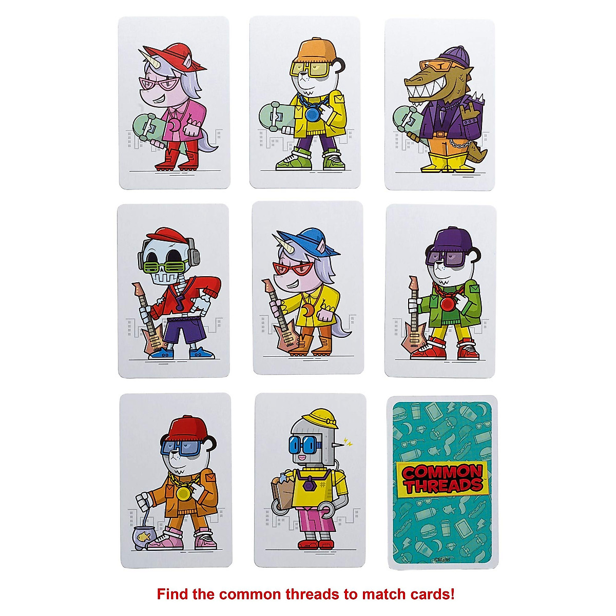 Mattel Games Common Threads 4-in-1 Family Card Game, Matching Game for 7 Year Olds and Up, Multi (GMK70)