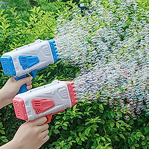 Bazooka Bubble Gun with Light for Summer|Rocket Boom Bubble Blower|Big Rocket Launcher Bubble Machine Gun,Toddler Outdoor Toys for Kids Ages 4-8,Gifts for 3 5 6 7 Year Old Boys and Girls,Adults (Blue)