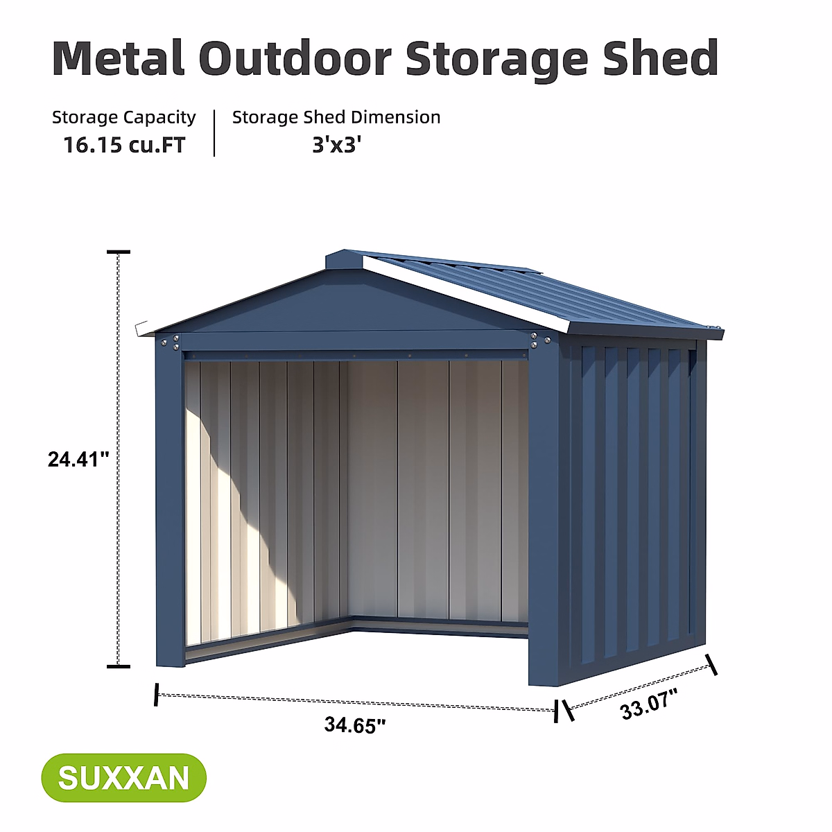 SUXXAN Metal Outdoor Small Storage Shed 3FT x 3FT, Steel Utility Tool Shed Storage House, Metal Sheds Outdoor Storage for Backyard Garden Patio Lawn,Blue