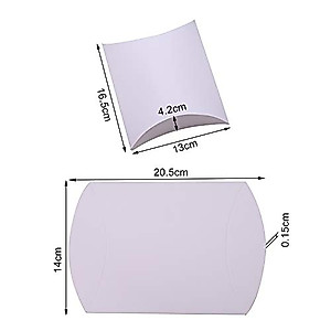 Airssory 50 Pcs 6.5x5.1x1.7 Inches Blank White Paper Pillow Candy Gift Boxes for Wedding Favors Baby Shower Birthday Party Supplies
