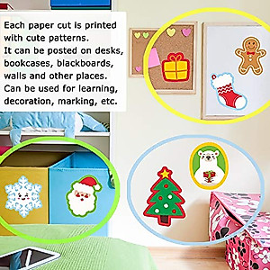 Whaline Christmas Mini Colorful Cut-Outs 44Pcs Assorted Holiday Cut-Outs Santa Xmas Tree Snowflake Classroom Winter Decoration for Bulletin Border Office Party Favor Supplies, 11 Designs