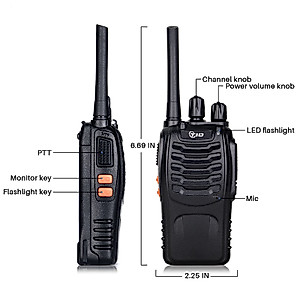 TIDRADIO TD-V2 Walkie Talkies for Adults Long Range, Frequency Copy, Rechargeable Two Way Radio Earpiece with MIC,16 Channels Handheld Walkie-Walkie for Kids(2 Pack, Black)