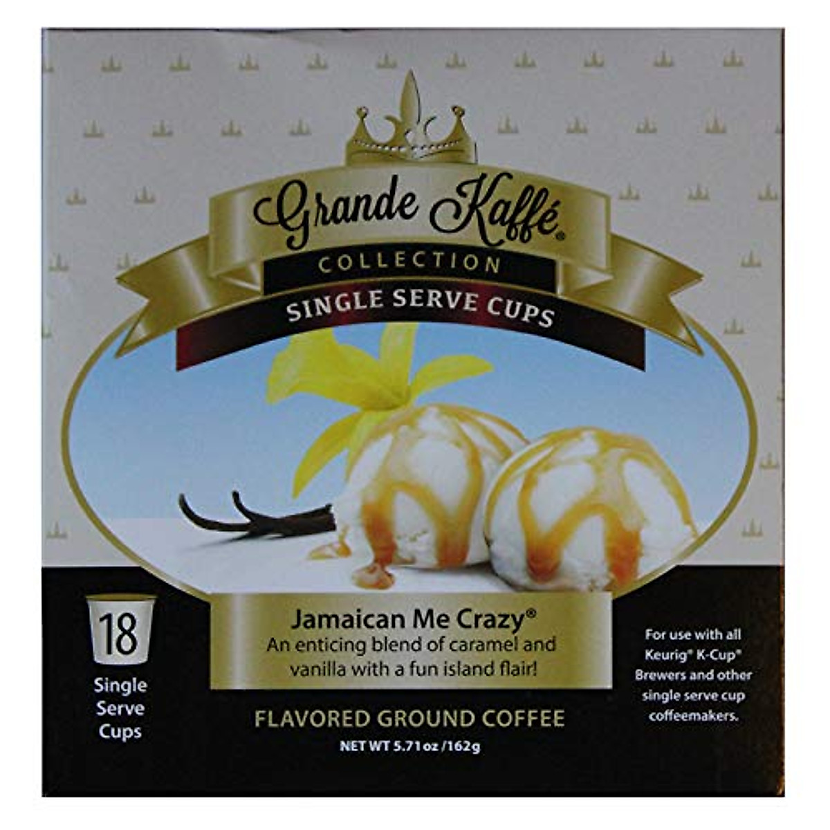 Grande Kaffe Jamaican Me Crazy Flavored Ground Coffee, 18 Single Serve Cups
