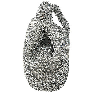 Abbie Home Triangle Full Rhinestones Women's Evening Clutch Party Prom Wedding Purse (Silver)