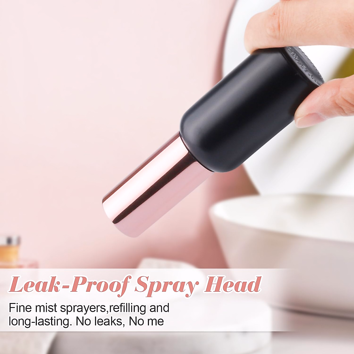 DMuuuDM 6 Pack 1 Oz Black Frosted Glass Spray Bottles,Empty Perfume Fine Mist Atomizer,Essential Oils,Body Sprays-Funnel&Pipette Included