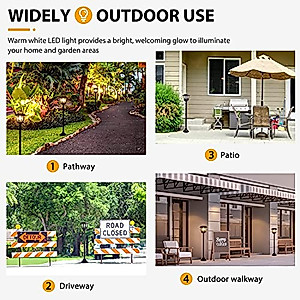 PASAMIC 2 Pack 44" Solar Lamp Post Lights Outdoor, Floor Lamp, Waterproof Solar Powered Lights for Garden, Lawn, Pathway, Yard, Front/Back Door, Warm White Solar Decorative Light, Replaceable Bulb