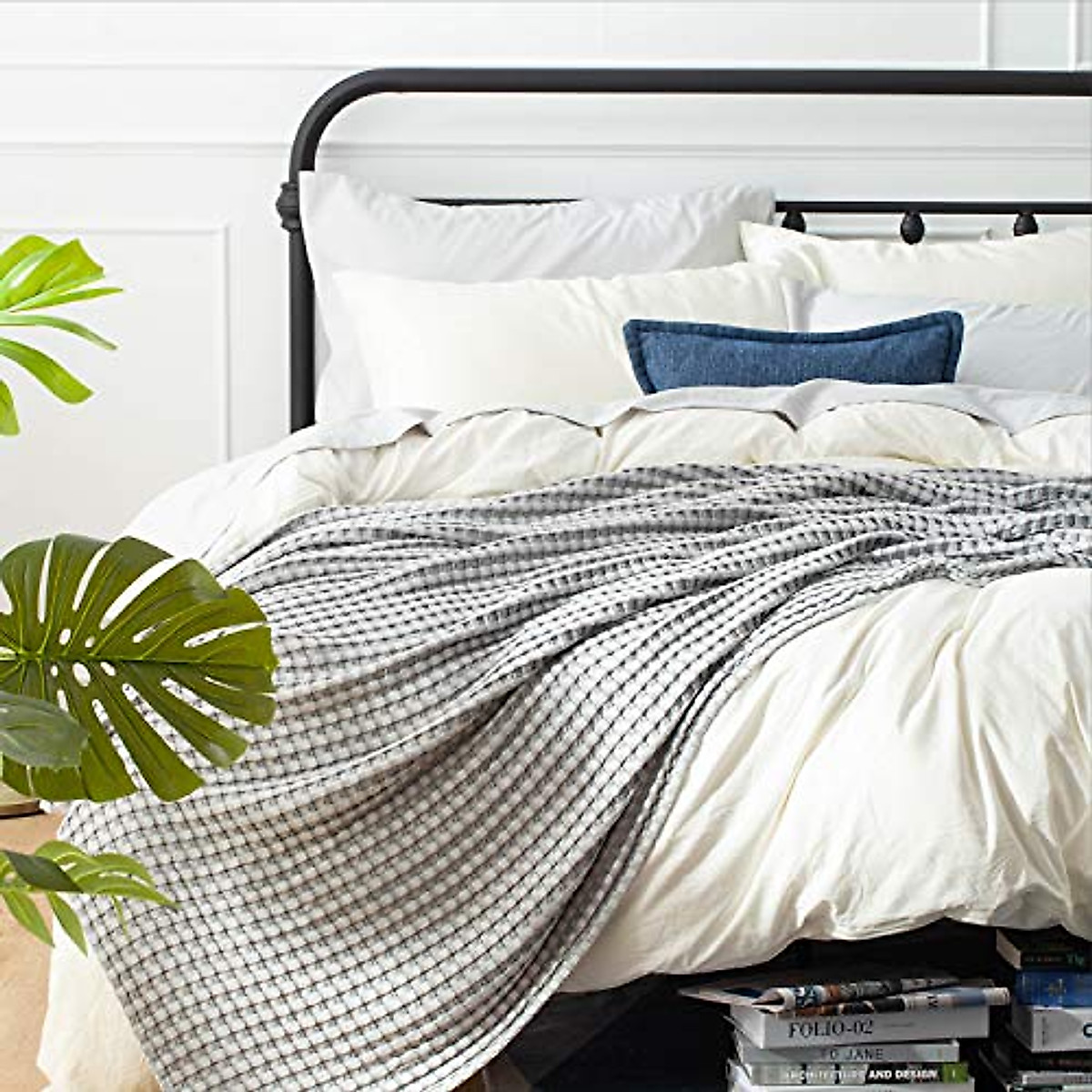 Bedsure Bamboo Cotton Blankets Grey King & Bedsure 100% Cotton Muslin Blankets Grey Throw