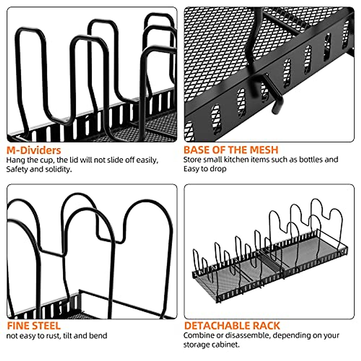 YUANNING Pot and Pan Organizer for Cabinet,Pots and Pans Organizer,Cutting Board Organizer,Pot Lid Organizer Rack,Cookware Cookie Sheet Dish Baking Sheet Lid Holder Kitchen Cabinet Organizer