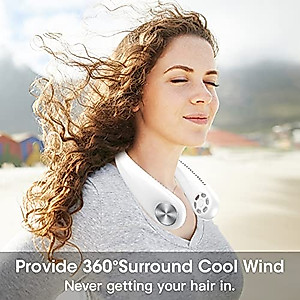Andwing Portable Neck Fan, 6000mAh Foldable Bladeless Neck Fan Rechargeable With LED Display, 3 Speeds Adjustment 360° Cooling Airflow, Hands Free Wearable Personal Fans Fan for Outdoor Travel Indoor