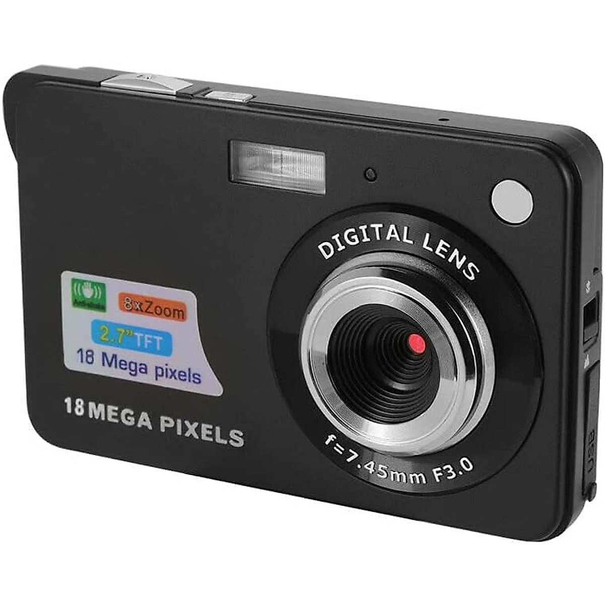 eDealz 18MP Megapixel Digital Camera Kit with 2.7" LCD Screen, Rechargeable Battery, 32GB SD Card, Card Holder, Card Reader, HD Photo & Video for Indoor, Outdoor Photography for Adults, Kids (Black)