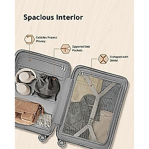 LUGGEX PC Carry On Luggage 22x14x9 Airline Approved - Expandable Hardside Luggage with Spinner Wheels - 4 Metal Corner Hassle-Free Travel (Silver Suitcase)