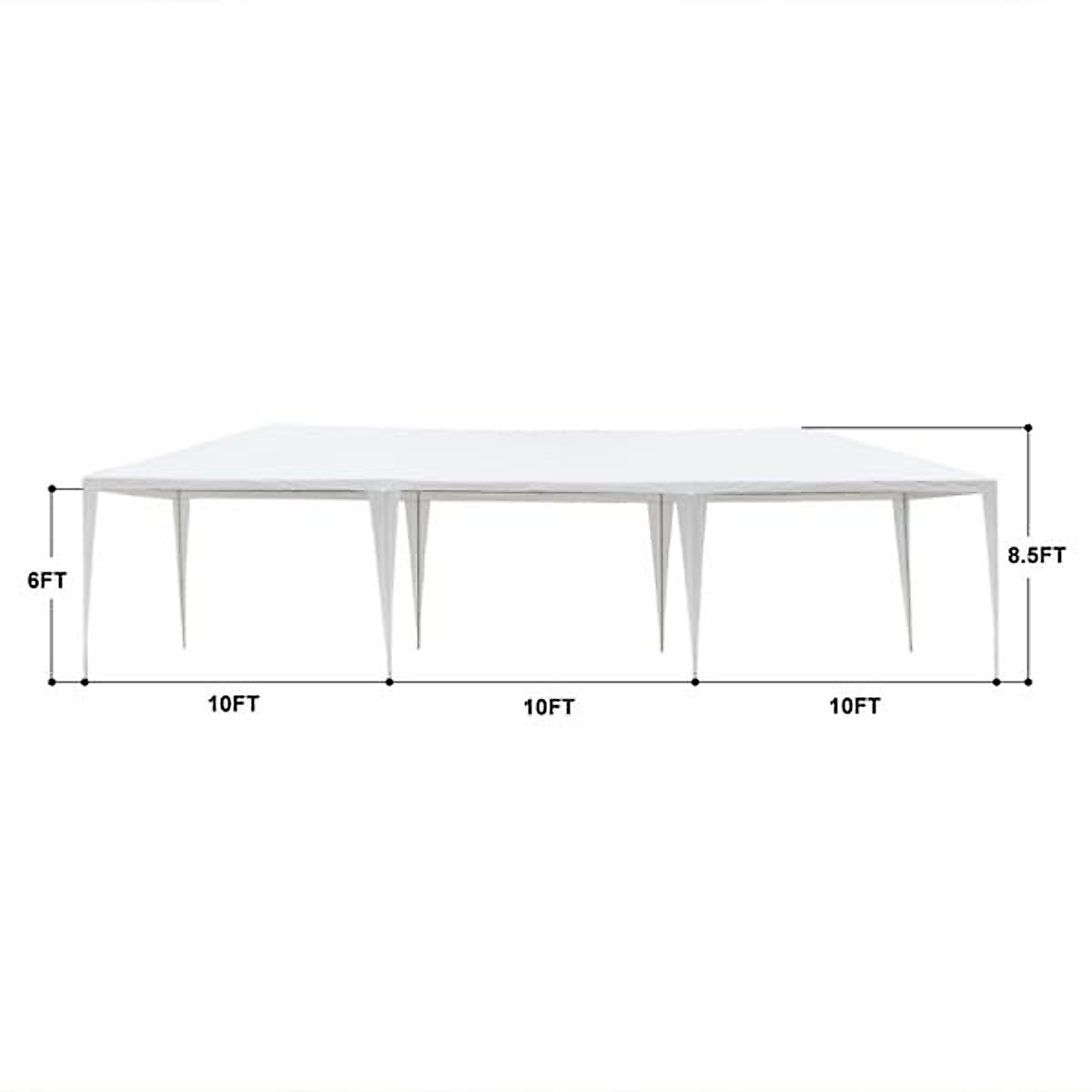 JOYSAND 10x30 Party Tent, Backyard Canopy Tent with 8 Removable Sidewalls & Transparent Windows, White Large Canopy Tent with Walls for Wedding, Birthday, Event, Garden