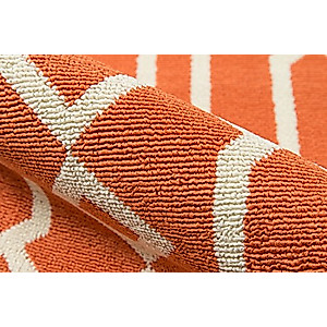 Momeni Rugs , Baja Collection Contemporary Indoor & Outdoor Area Rug, Easy to Clean, UV protected & Fade Resistant, 3'11" x 5'7", Orange