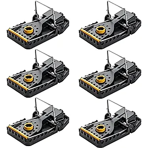 NiHome Rat Snap Trap 6-Pack Rat Trap Indoor Outdoor Humane Powerful Kill Animal Trap Easy Setup Metal Strike Bar Spring-Loaded Safe Large Mousetrap for Big Rats Rodent Trap for House Chipmunk Squirrel