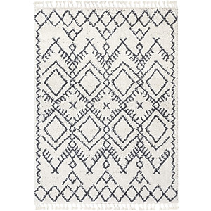 Well Woven Chessa Grey Moroccan Shag Diamond Trellis Pattern Area Rug 7'10" x 9'10"