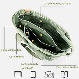 Dosomig Large Capacity Multi-Pocket Handbag Canvas Bag Japanese Handmade Tote Crossbody Bag for Work Daily Travel (Gray)