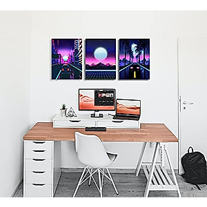 Purple Wall Decor Cool Posters Boy Teen Room Decor Bedroom Decor for Men Wall Art for Living Room Office Decor for Men Canvas Wall Art Retro Vintage Psychedelic 80s Room Decor Car City Wall Art for