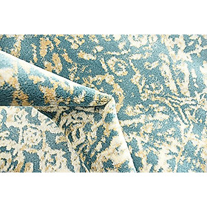 Unique Loom Oslo Collection Traditional Botanical Teal Runner Rug (3' x 13')