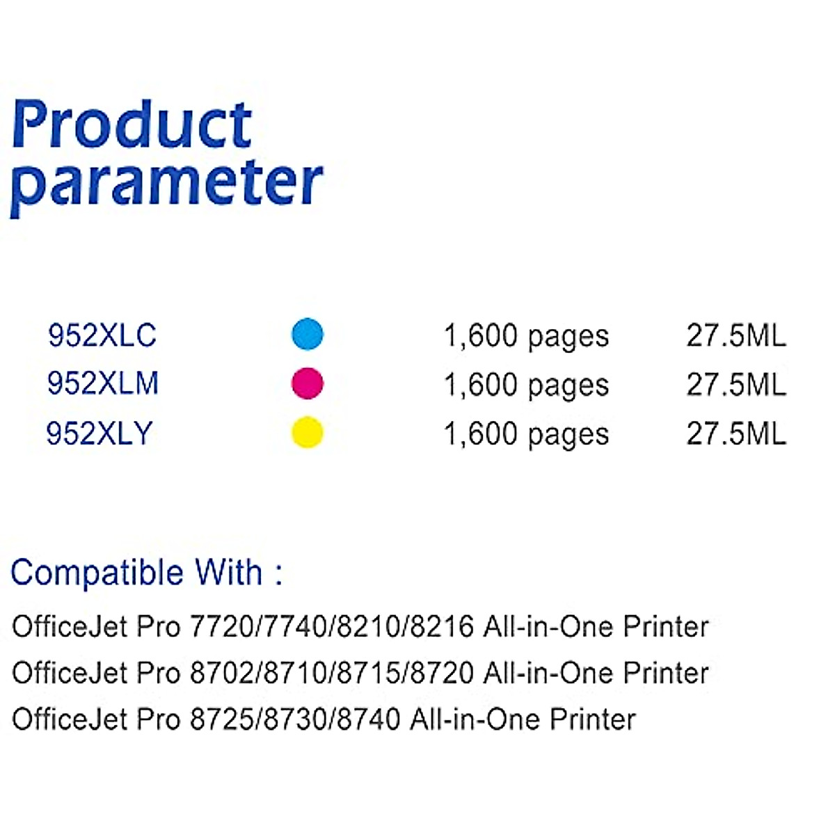 EASYPRINT (3X Pack) Compatible Ink Cartridge Replacement for 952 XL 952XL (Lastest Version Chips) Used for Hp OfficeJet Pro 8710 8720 7740 8740 7720 8210 8216 8725 8702, (Cyan/Magenta/Yellow)