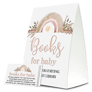 Yuansail Book Request For Baby Shower, books cards, 1 Sign & 50 Cards Per Pack – (bb001-book)