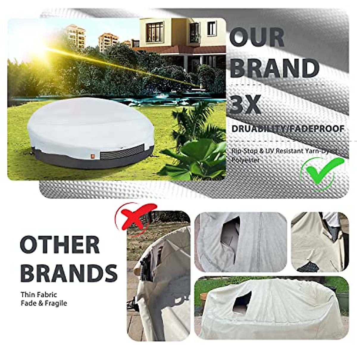 ClawsCover Outdoor Daybed Covers Waterproof,Round/Oval Patio Sectional Couch Bed Furniture Cover with Canopy,Heavy Duty Tearproof 600D Polyester Fabric,All Weather Protection,75"Diax35"/16”H