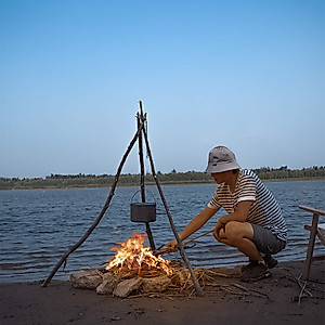 XERGUR Camping Tripod board - Turn Branches into Campfire Tripod, Stainless Steel Campfire Support Plate with Adjustable Chain for Hanging Cookware - Perfect Camping Accessories for Outdoor Cooking