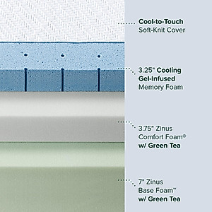 Zinus 14 Inch Ultra Cooling Gel Memory Foam Mattress, Queen, Cool-to-Touch Soft Knit Cover, Pressure Relieving, CertiPUR-US Certified, Mattress in A Box, All-New, Made in USA