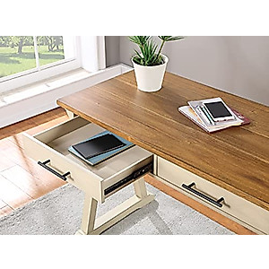 OSP Home Furnishings Jericho Rustic 42 Inch Writing Desk with 2 Drawers and Burnished Decorative Hardware, Antique White