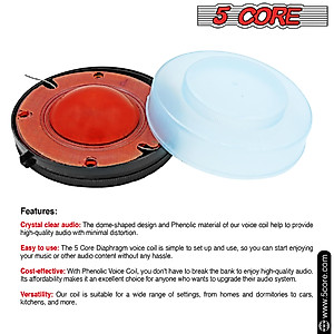 5 CORE 50.8mm Tweeter Replacement Voice Coil, 2'' Universal Horn Diaphragm 16 Ω Great Sound Quality - DP 200 FBA