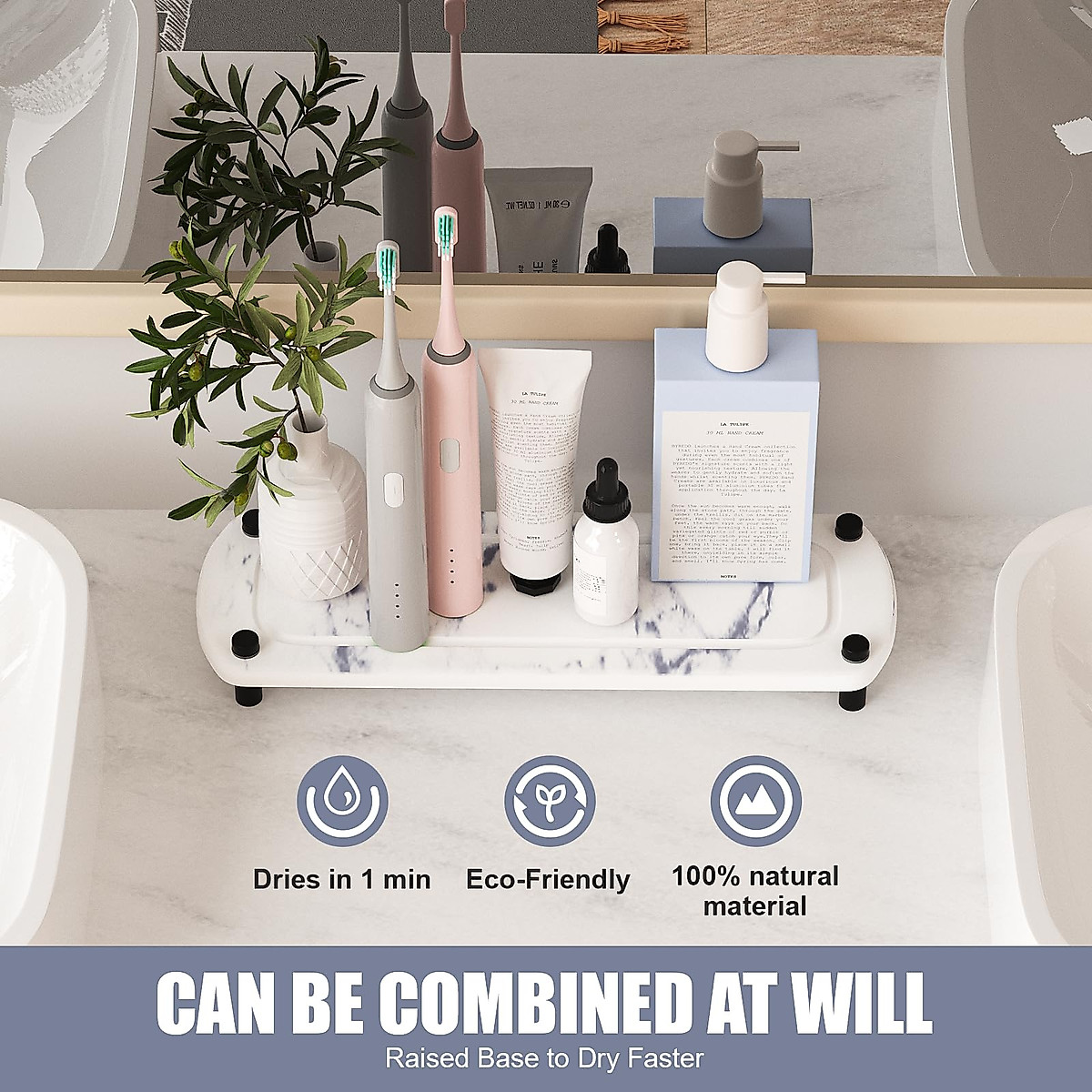 Slow Slog Sink Organizer Fast Dry, Instant Dry Sink Caddy, Bathroom Sink Organizer, Stone Sink Tray, Instant Dry Sink Organizer for Kitchen