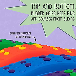 Sunny & Fun 20pc Balance Beam Gymnastics Obstacle Course for Kids | Interlocking Stepping Boards w/Rubber Grip & Non Slip Surface | Indoor & Outdoor Toy Improves Coordination & Strength | Max 220 Lbs.