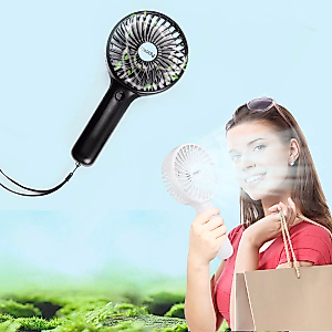 2-Pack Upgraded 5000mAh Portable Handheld Fan 3 Speed Mini USB Strong Wind 7-20 Hours Runtime Personal Electric Small Fan for Travel Office Outdoor