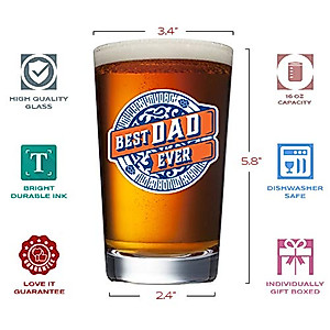 Humor Us Goods Best Dad Ever - 16 oz Beer Glass - Gifts for Dad from Daughter, Son, Kids - Birthday Gifts for Dad for Father's Day - Bday Present Idea for Father, Men, Him