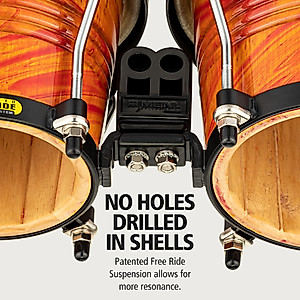 Meinl Percussion FWB190AF Free Ride Series Wood Bongos, Amber Flame Finish